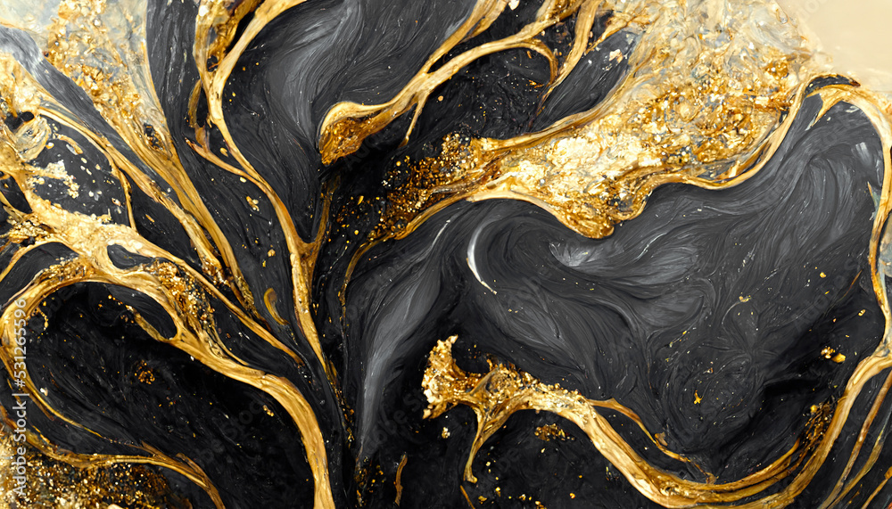 Spectacular realistic abstract backdrop of a whirlpool of black and ...
