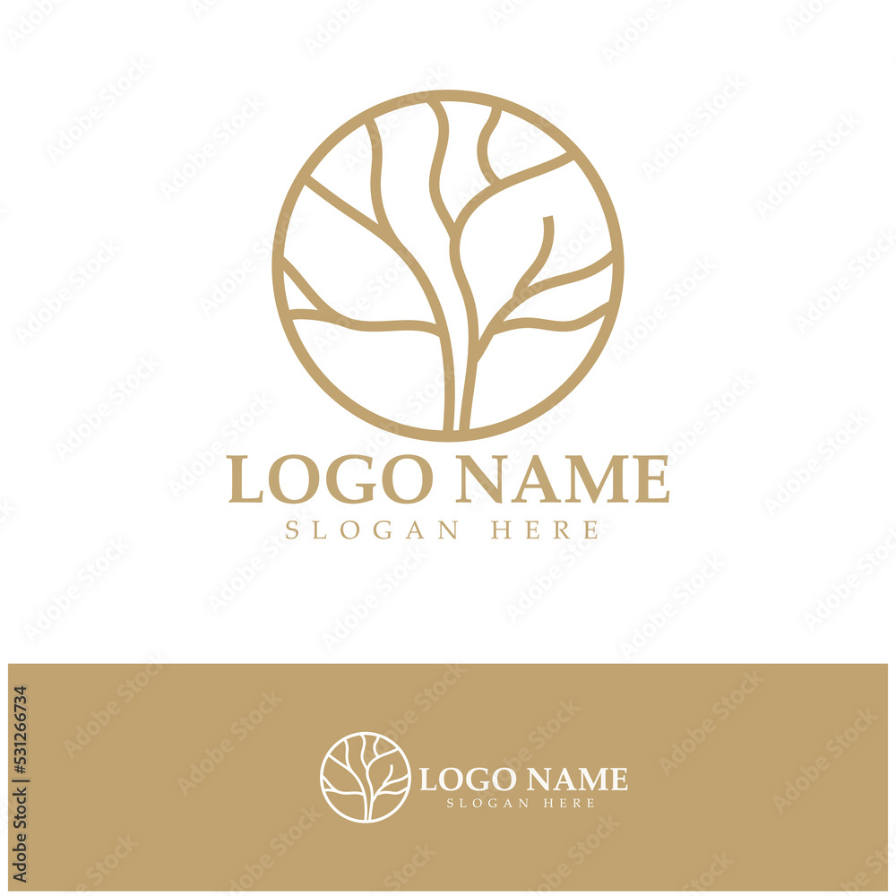 Abstract tree logo for forest and park nature.with a combination of ...