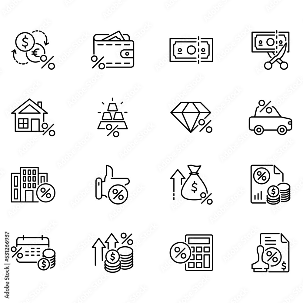 Set of tax related vector icons. Vector illustration of icons such as ...