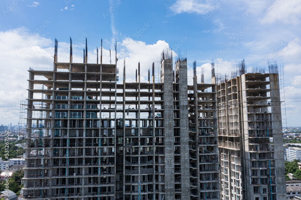 New condominium or Apartment building under construction. Bearing wall ...