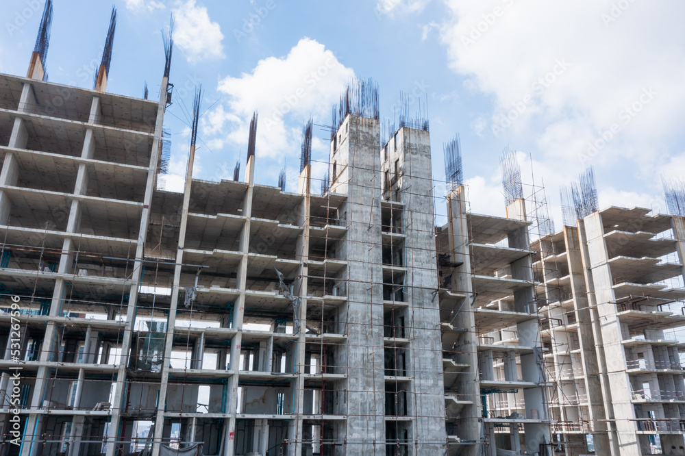 New condominium or Apartment building under construction. Bearing wall ...