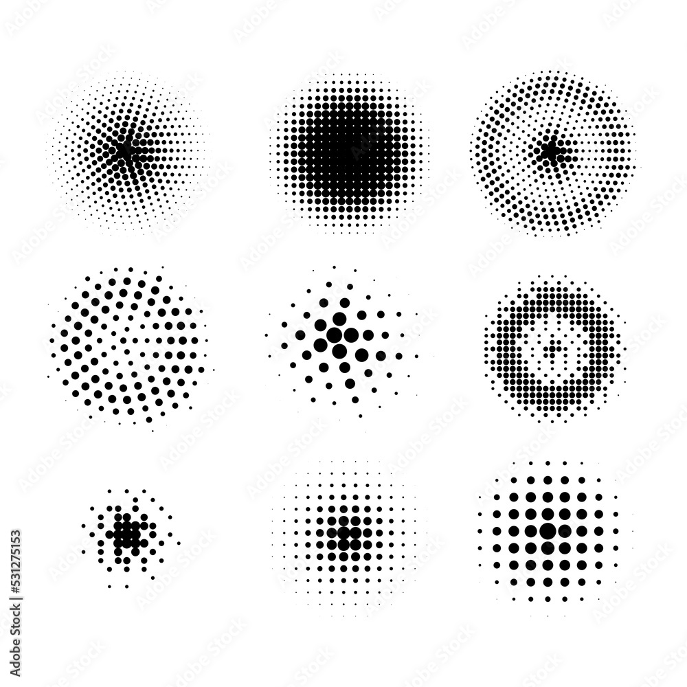 Halftone dots pattern, halftone dot circle frame vector. round dotted ...