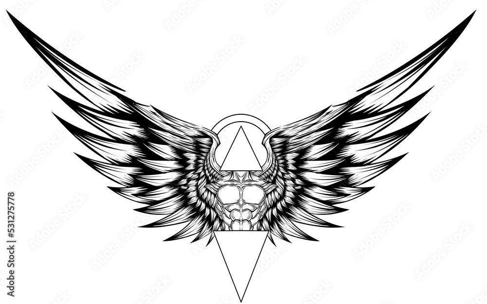 Vector male body angel with wings Stock Vector | Adobe Stock