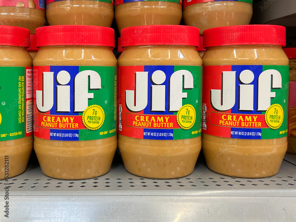 Houston, Texas, USA - February 22, 2022: Jif Creamy Peanut Butter 40 oz ...