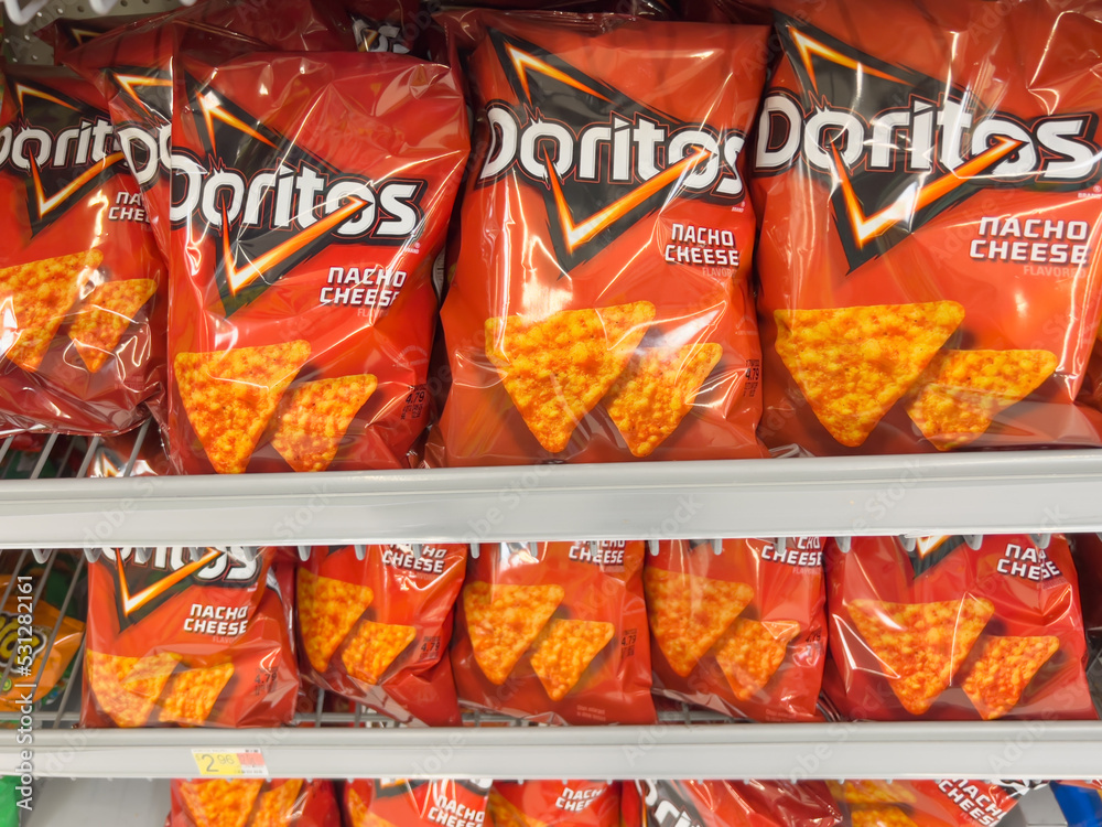 Houston, Texas, USA - February 22, 2022: DORITOS Nacho Cheese Flavored ...