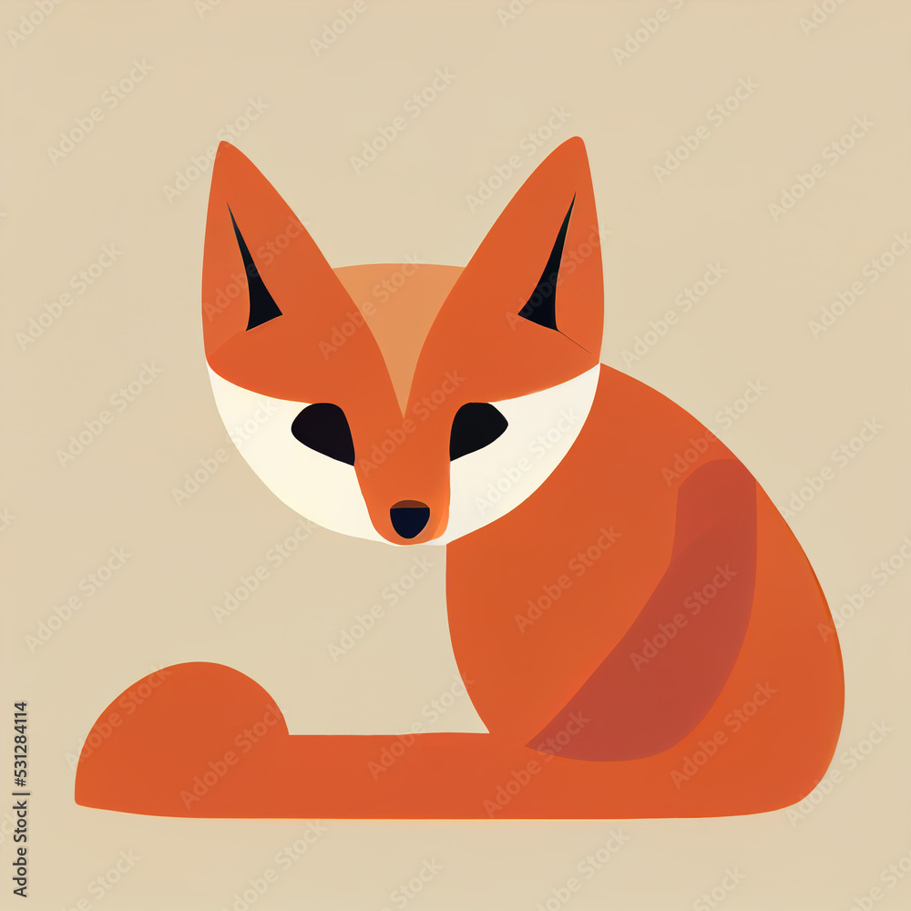 Colored fox flat illustration, render by neural networks Stock ...