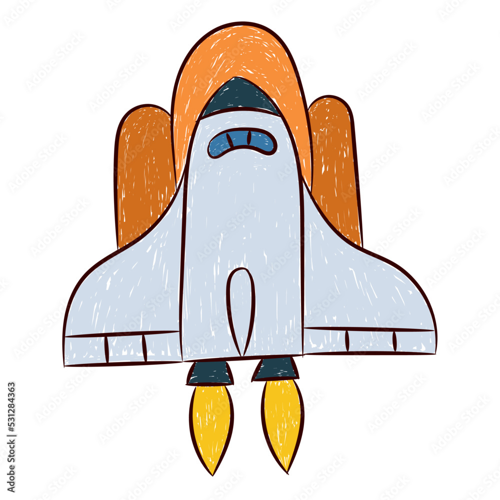 space shuttle cartoon hand drawn illustration Stock Vector | Adobe Stock
