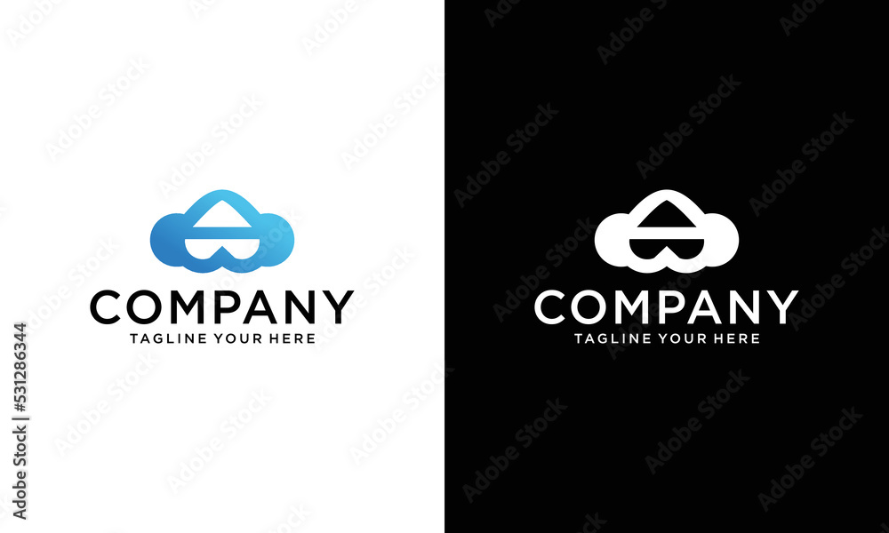 letter A cloud logo. editable and easy to custom on a black and white ...