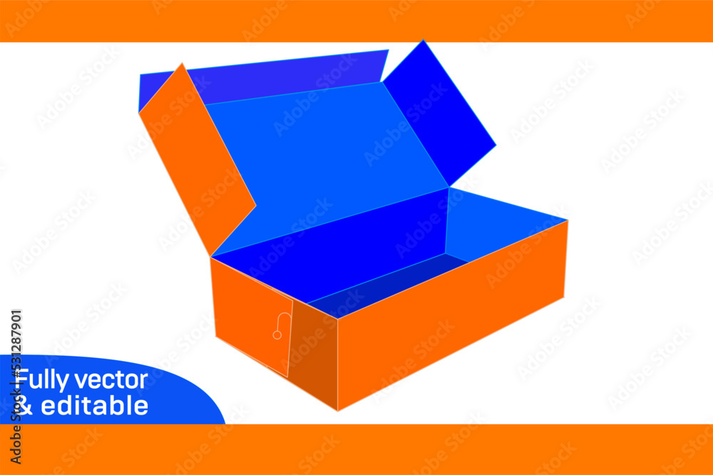 Corrugated Standard shipping box, cardboard carton box dieline template ...