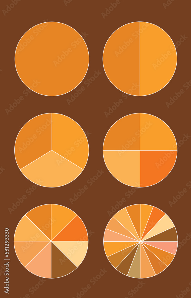 pie charts - diagrams for infographics in yellow orange colors vector ...