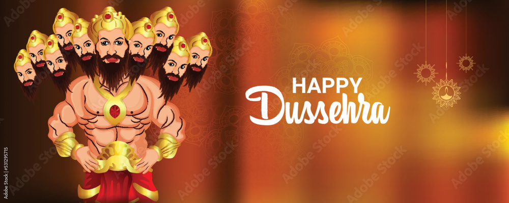 Happy dussehra celebration card lord rama killed ravana Stock Vector ...