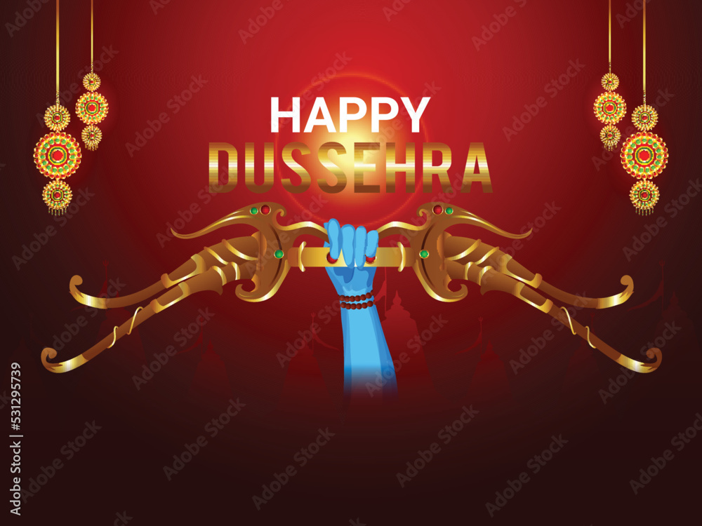 Happy dussehra celebration card lord rama killed ravana Stock Vector ...