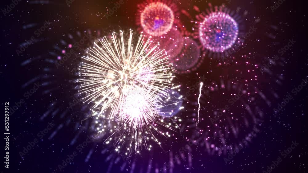 4K loop of real colorful fireworks festival in the sky display at night ...