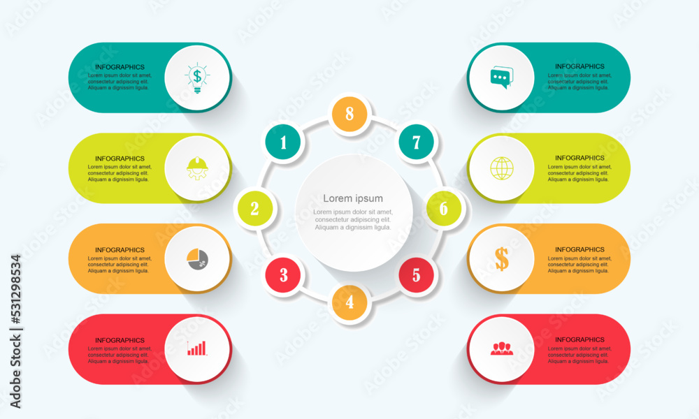 Business data visualization. Process chart. Abstract elements of graphs ...