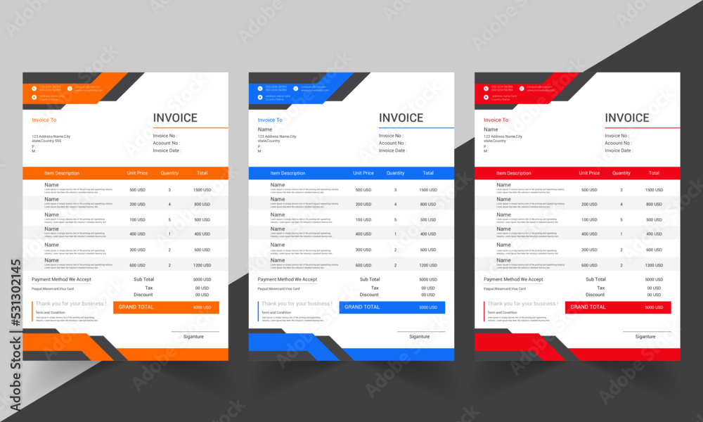 Business invoice form template, Invoicing quotes, money bills or price ...