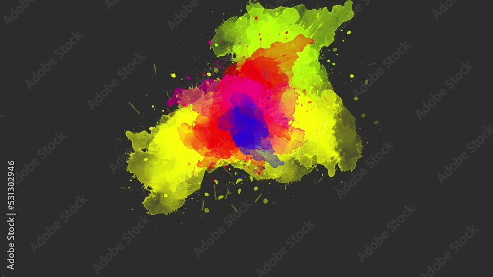 Splash color ink transition. Ink brush stroke transition. Ink splash ...