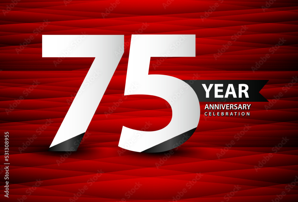 75 Year Anniversary Celebration Logo Vector On Red Background, 75 ...