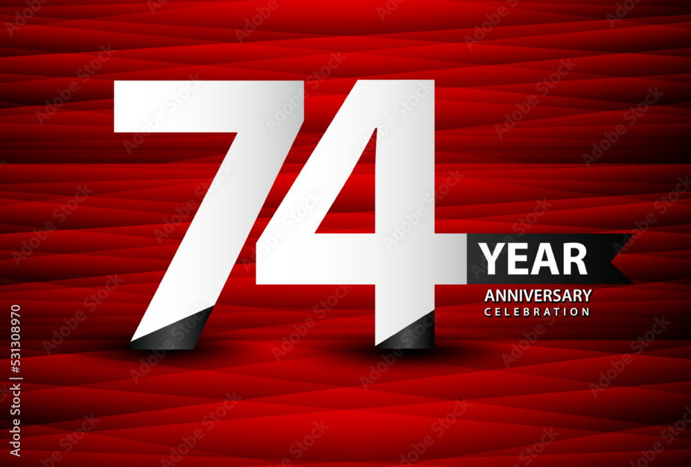 74 Year Anniversary Celebration Logo Vector On Red Background, 74 ...