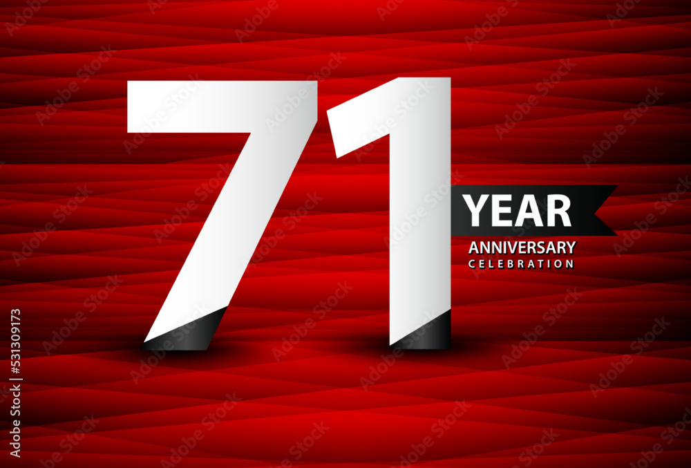 Vetor de 71 Year Anniversary Celebration Logo Vector On Red Background ...