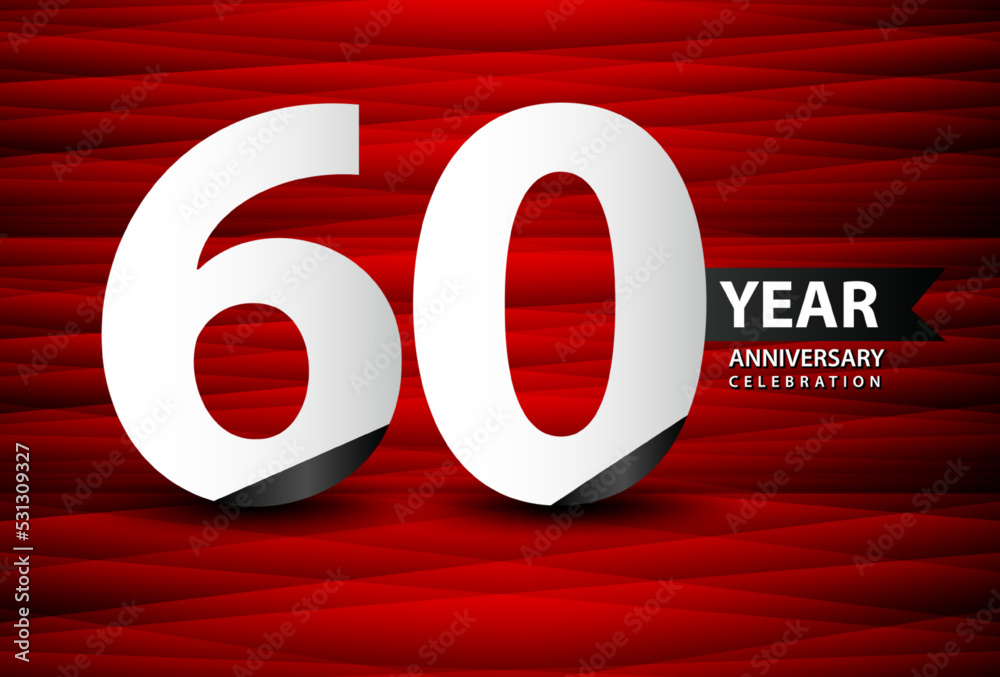 60 Year Anniversary Celebration Logo Vector On Red Background, 60 ...