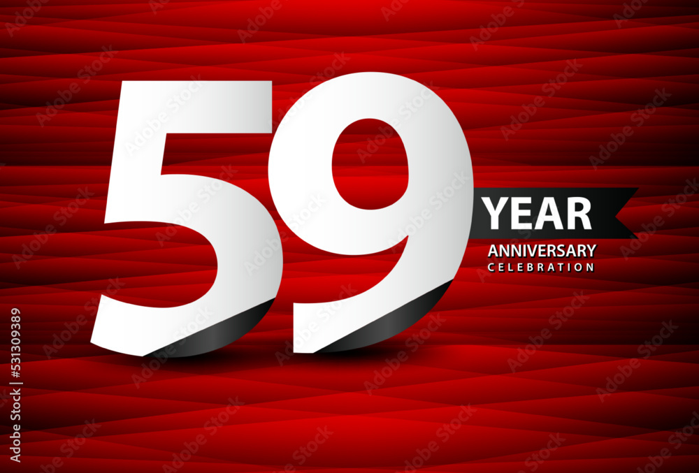 59 Year Anniversary Celebration Logo Vector On Red Background, 59 ...