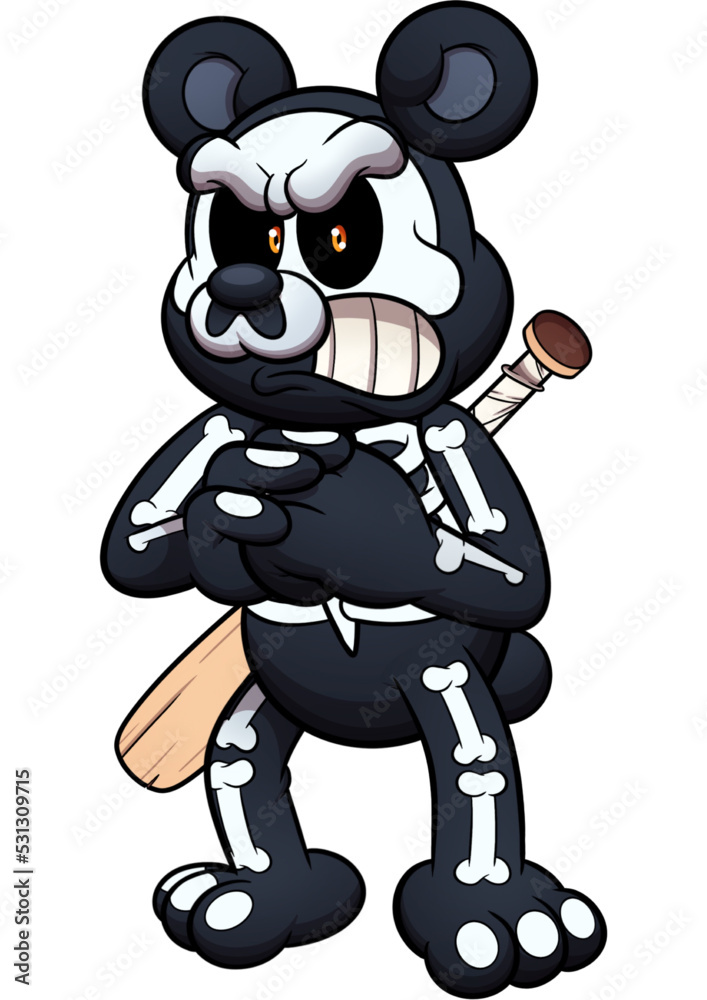 Teddy bear skeleton. Vector clip art illustration with simple gradients ...