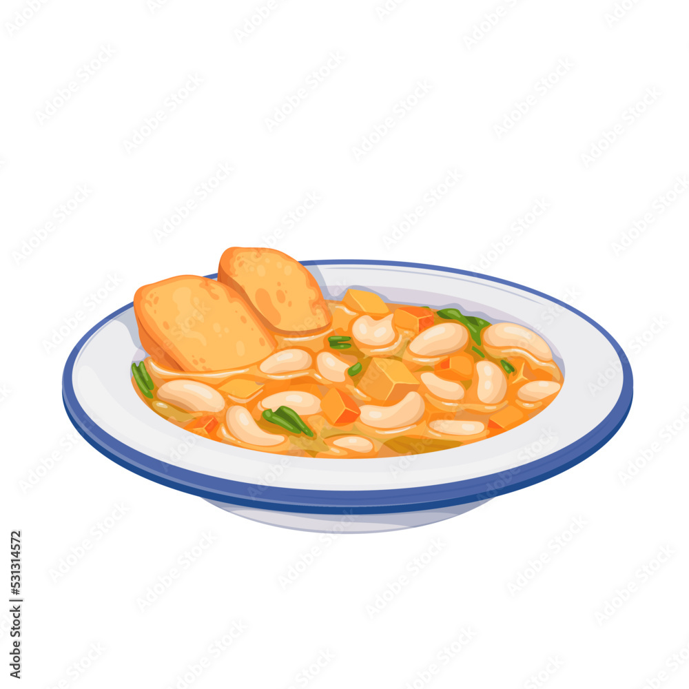 Ribollita, Italian food vector illustration. Cartoon isolated cooked ...