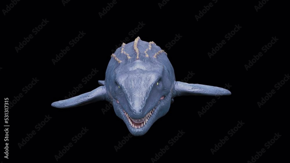Dinosaur Mosasaurus Underwater Swim and Roar Front View Loop Alpha ...