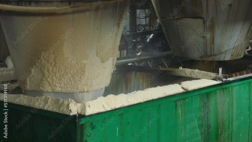 Sugar production in the food processing plant. Crystallization of sugar ...
