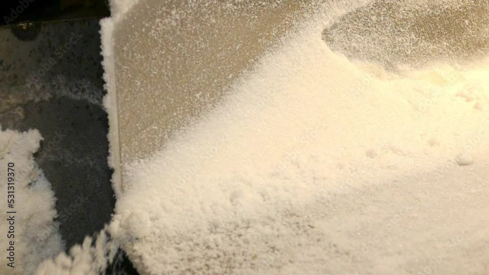 Sugar production in the food processing plant, slow motion ...