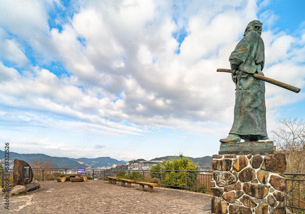 nagasaki, kyushu - december 14 2021: Statue of the Japanese samurai ...