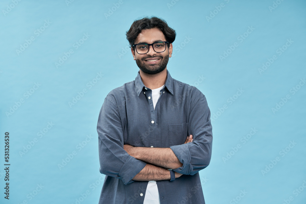 Smiling confident arab young man, male student, professional employee ...