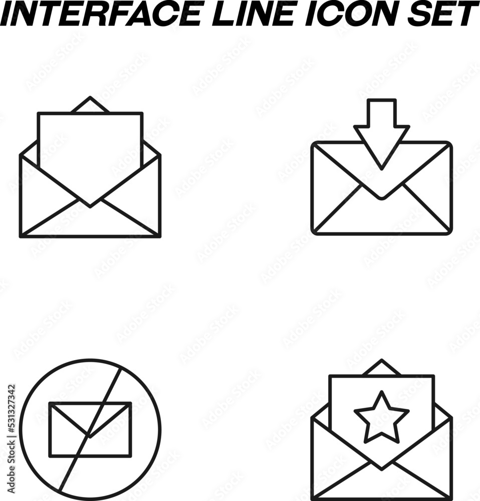 Simple monochrome vector symbols suitable for apps, books, stores ...