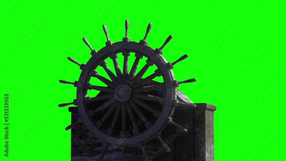 rudder of a pirate ship render 3d on a green background Stock ビデオ ...