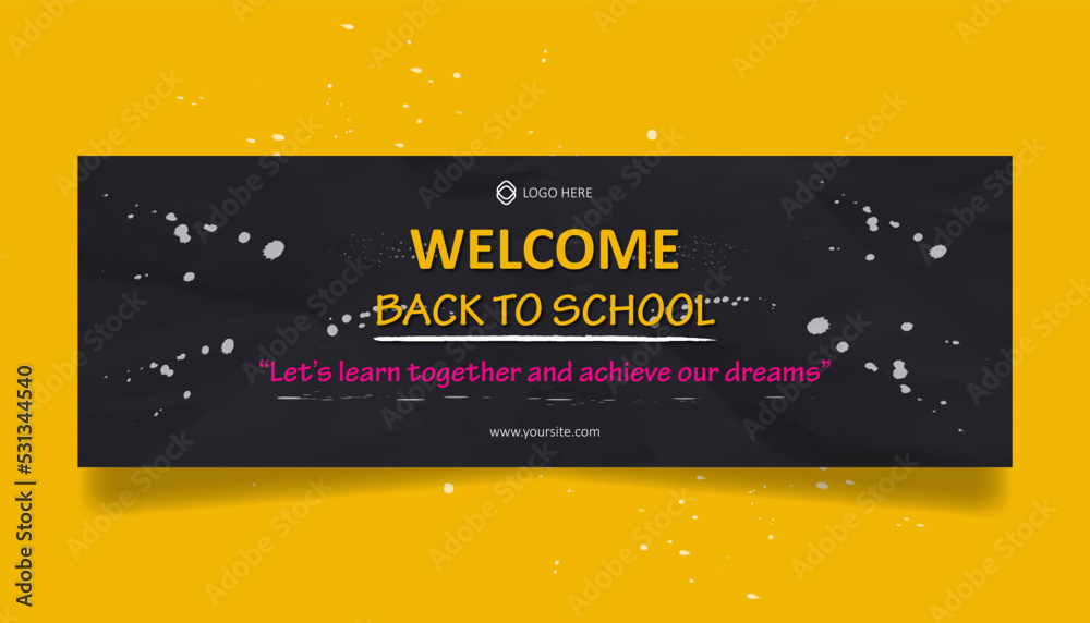 Welcome back to shcool banner with old black board background Stock ...