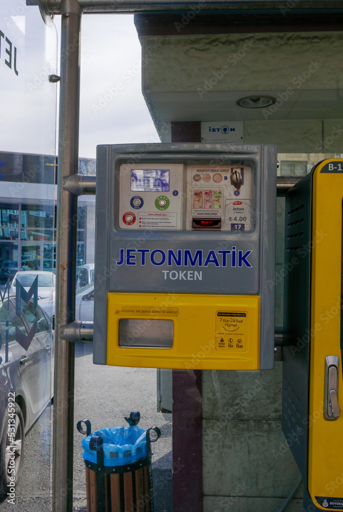 ISTANBUL, TURKEY-CIRCA 2016: Automatic vending machine for buying ...