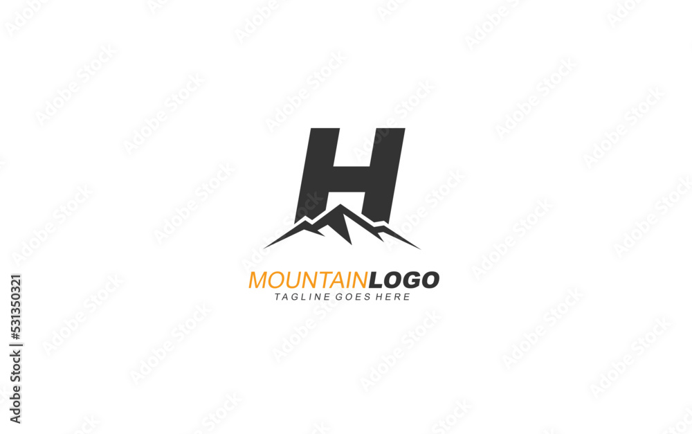 H logo mountain for identity. letter template vector illustration for ...