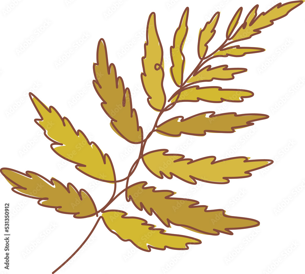 ash leaf colored line illustration in continuous drawing Stock ...