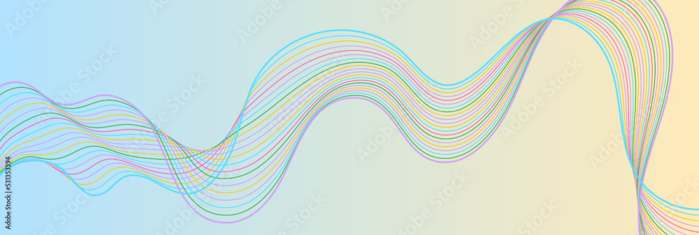 Colorful pastel abstract soundwaves concept background. Vector banner ...
