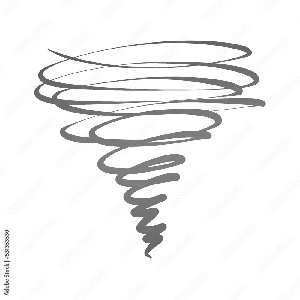 Tornado symbol. Hurricane or typhoon doodle. Cyclone hand drawn ...