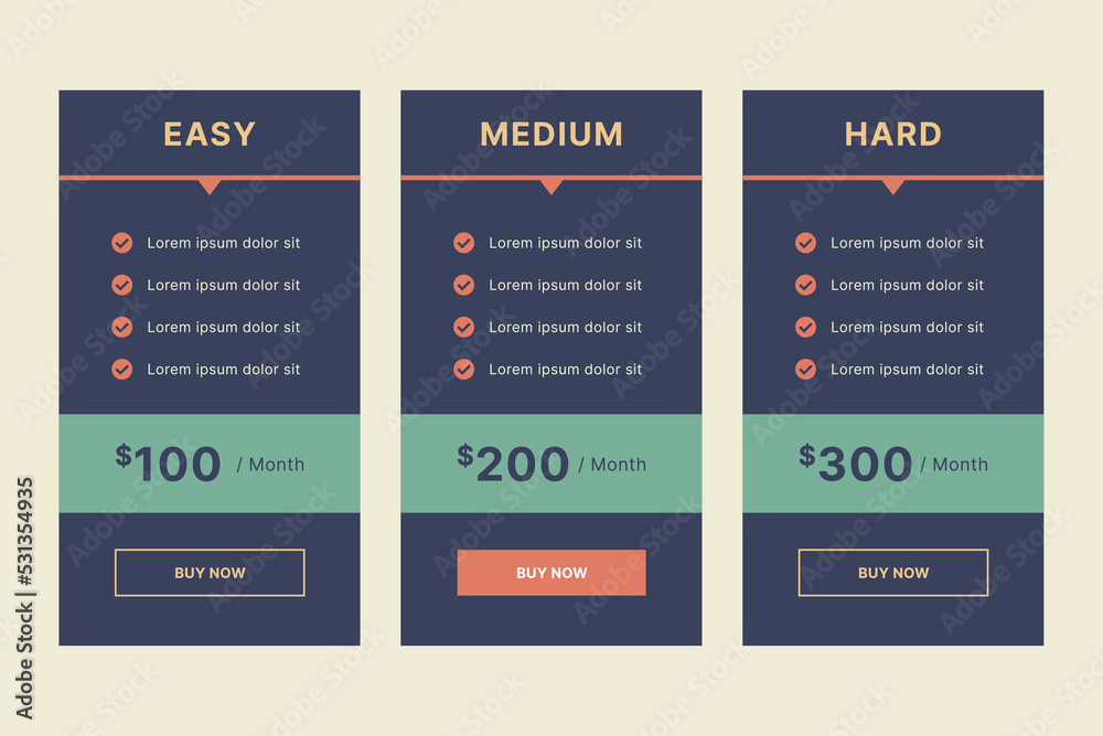 Retro card pricelist ui design template vector. Suitable for designing ...