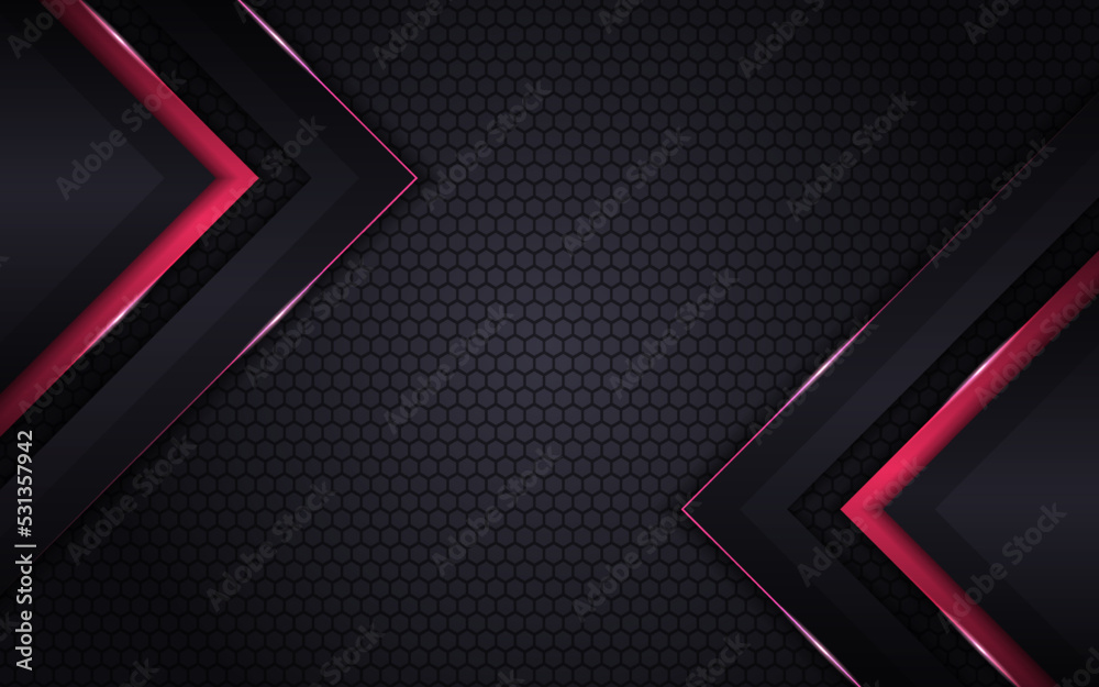 Abstract 3D Arrow Shapes Modern Dark Textured Hexagon Background with ...