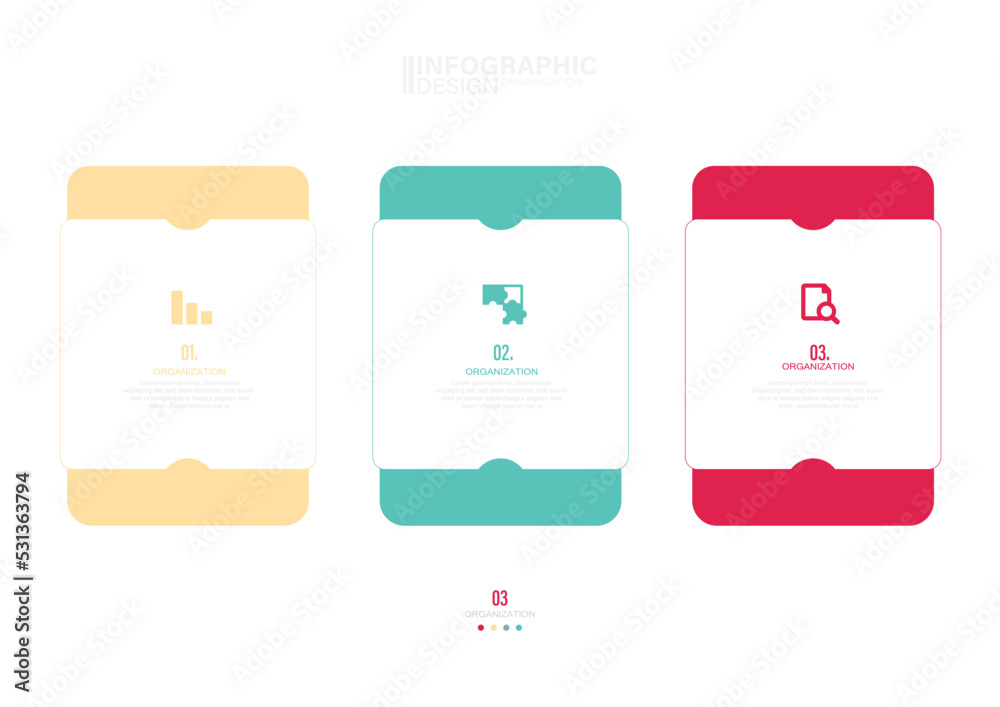 Infographic 3 Steps Timeline diagram calendar with modern icons. stock ...