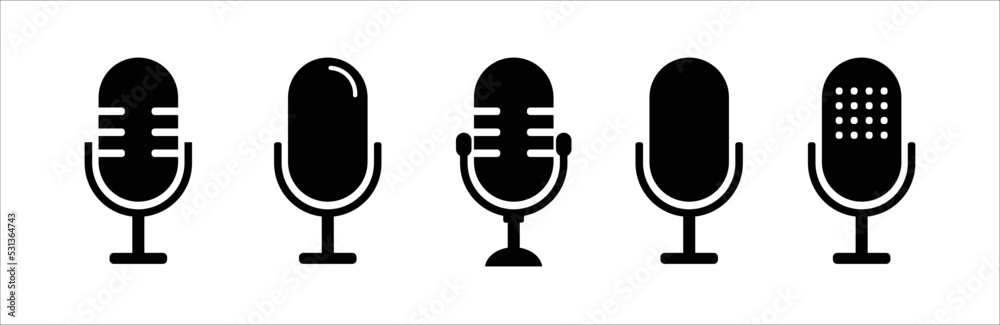 Microphone icon. Microphone icon set. Different microphone collection ...
