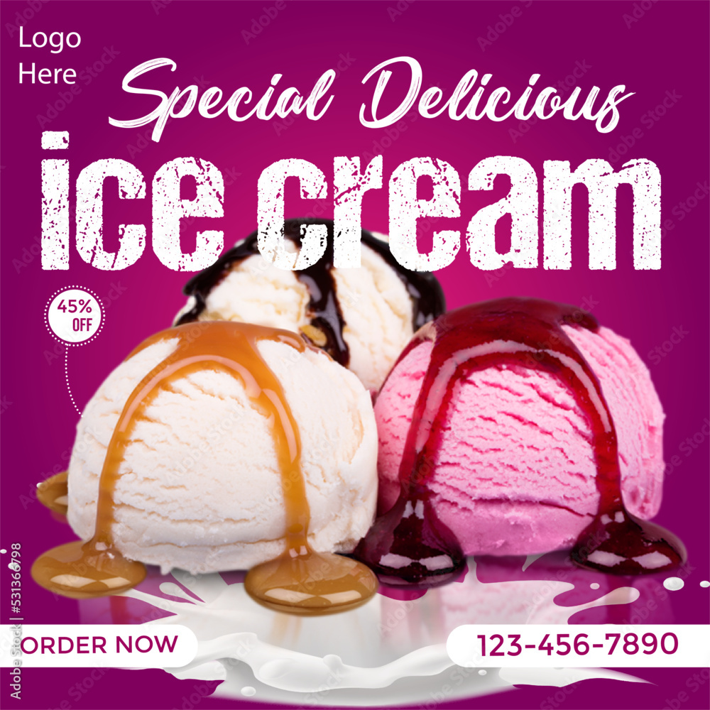 Modern social media post template design , special & delicious ice ...