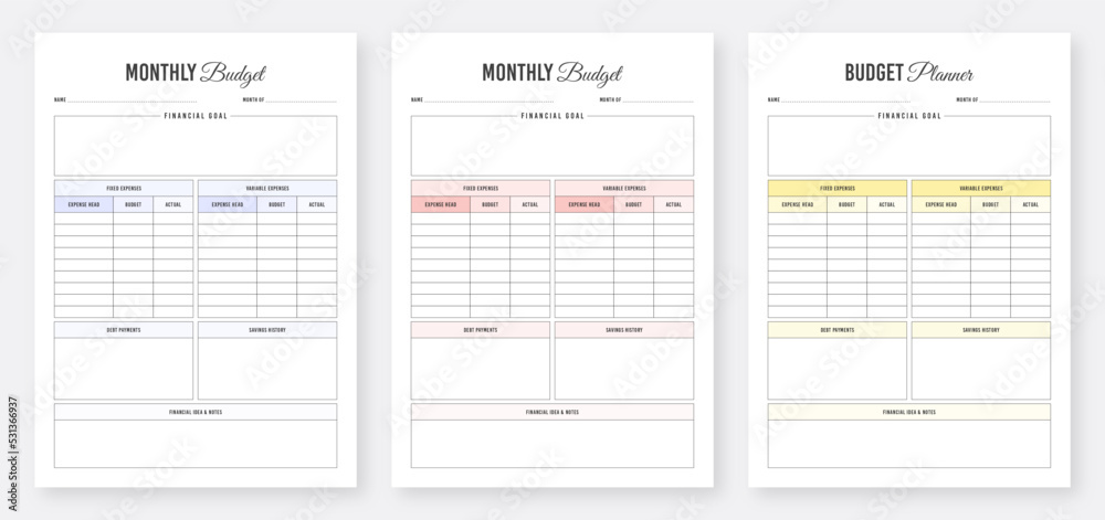 Budget Planner Template Design. Weekly and Monthly Budget Tracker ...
