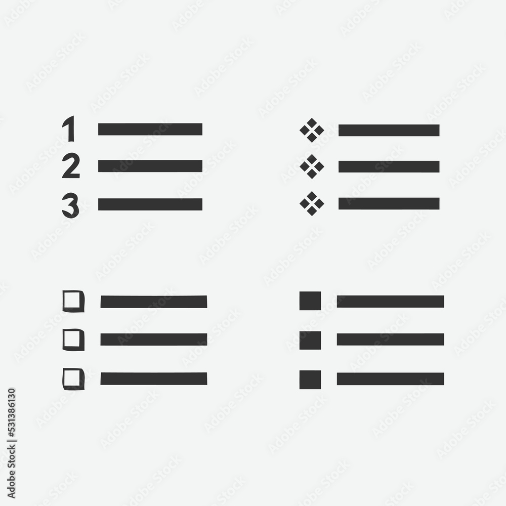 Vecteur Stock List set vector icon. Set of list icon symbol. List vector illustration on ...