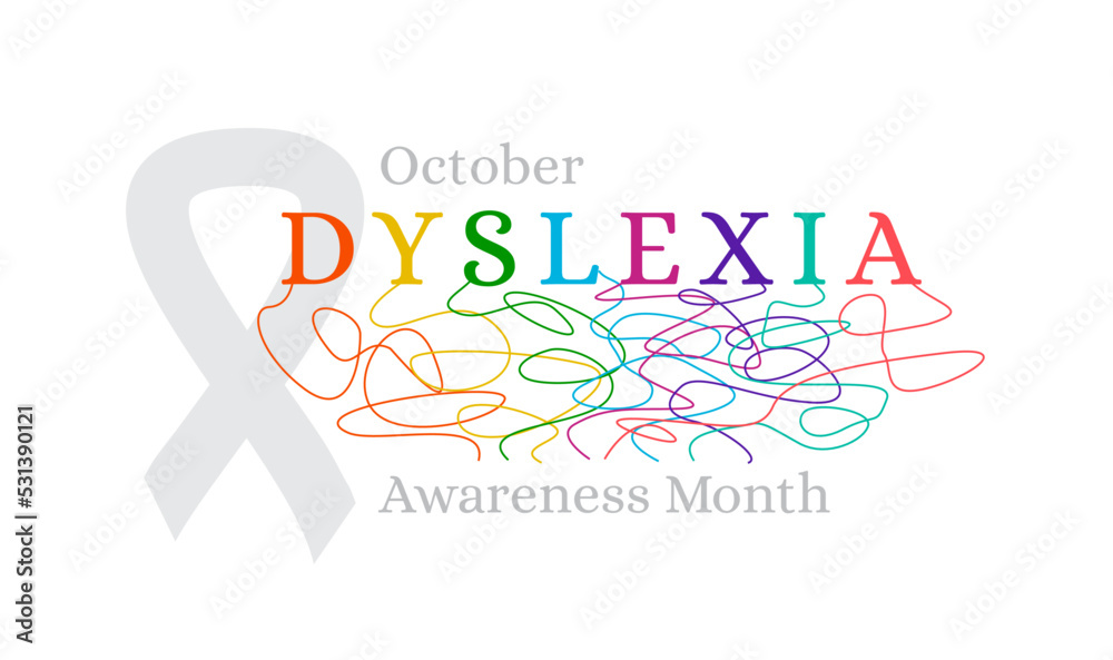 Dyslexia awareness month concept, contains picture in jpg on a white ...