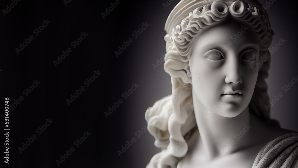 Illustration of a Renaissance marble statue of Hestia. She is the ...