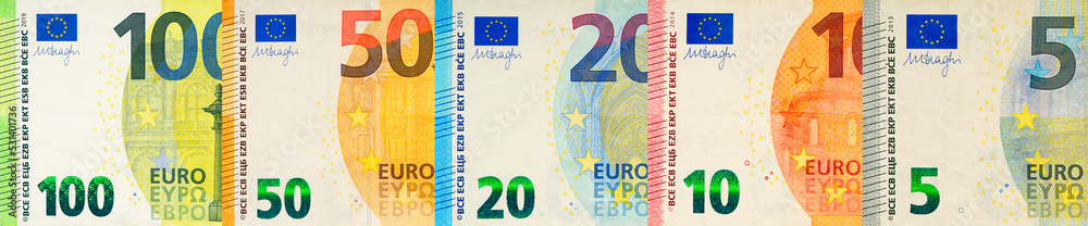 Euro banknotes creative layout. Background from European banknotes ...